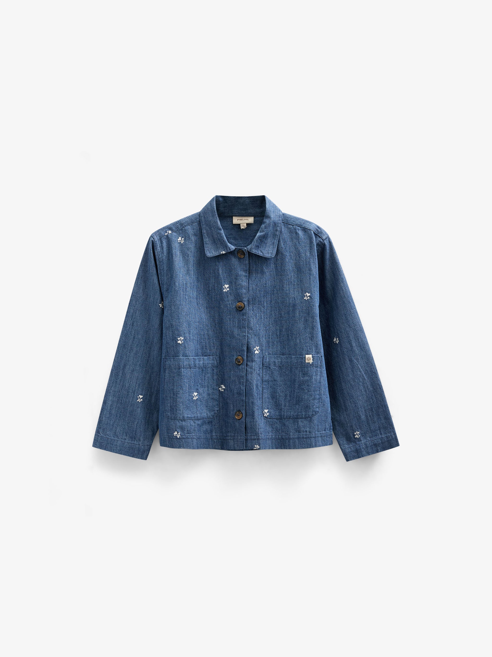 Embroidered Light Denim Shirt Jacket - Tween - Blue Denim | 101082 Isa